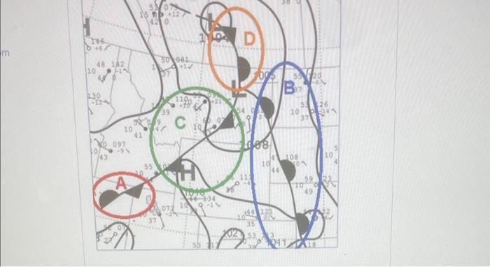 Solved The weather map shows a midlatitude cyclone affecting | Chegg.com
