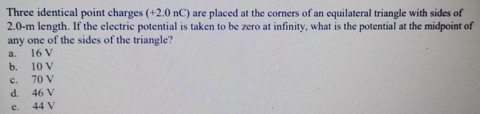 Solved Three identical point charges (+2.0 nC) are placed at | Chegg.com