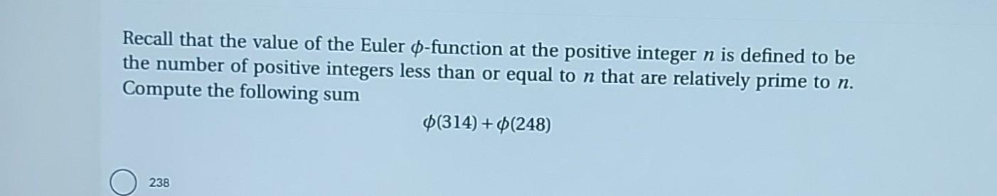 Solved Recall that the value of the Euler ϕ-function at the | Chegg.com