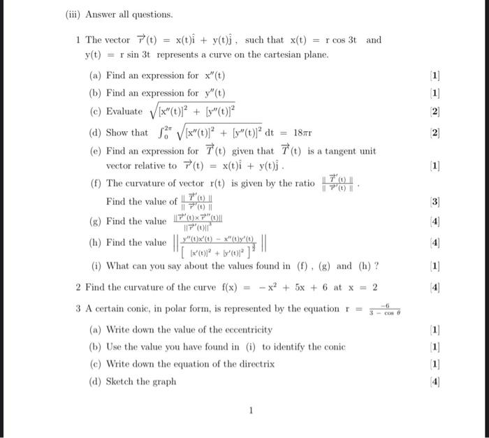[Solved]: (iii) Answer all questions. 1 The vector ( vec{