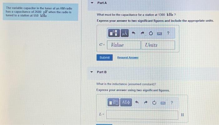 Solved The variable capacitor in the tuner of an AM radio | Chegg.com