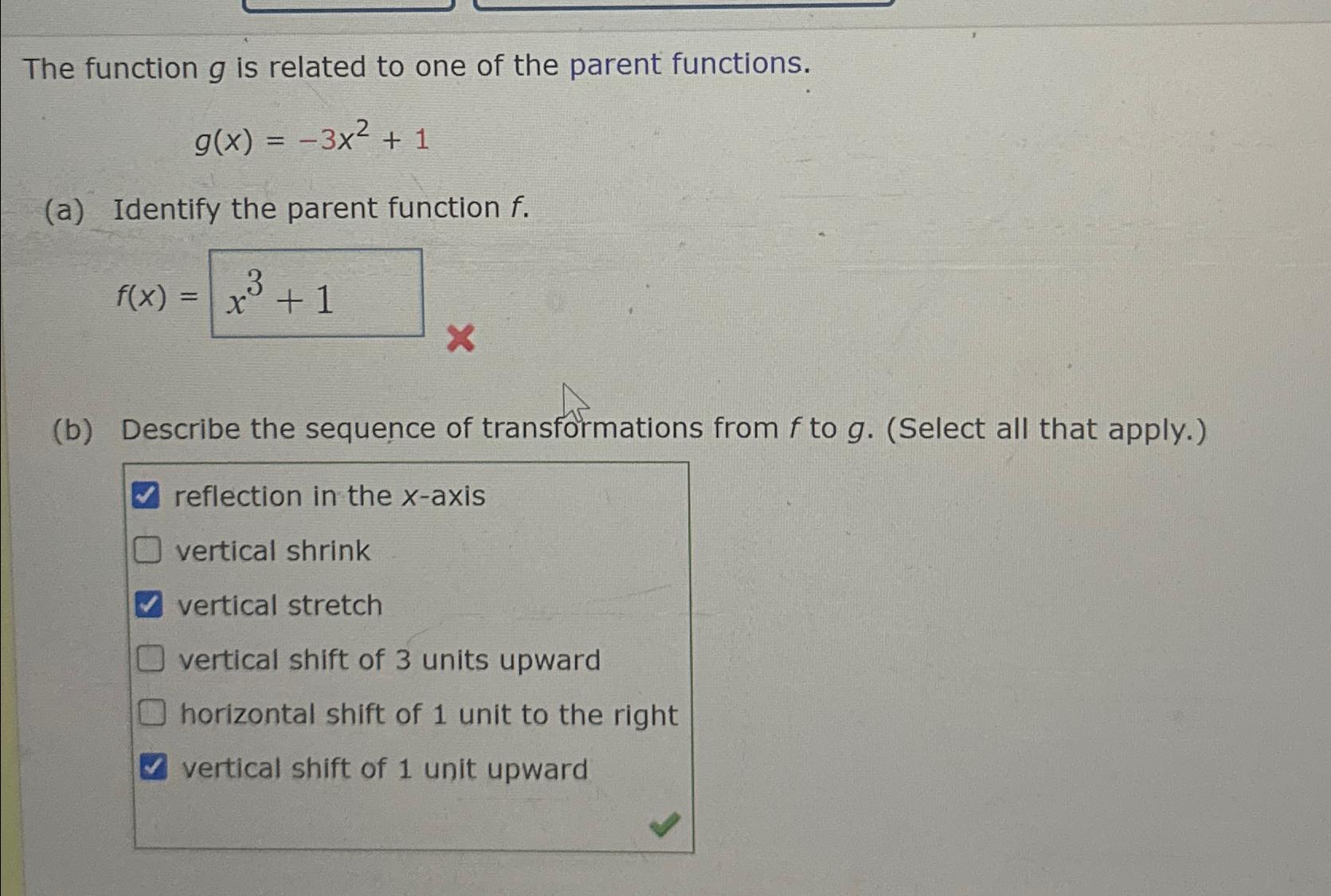 The function g is related to one of the parent | Chegg.com