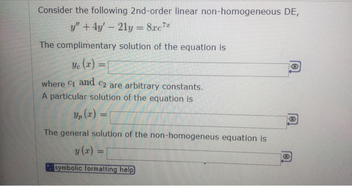 Solved Consider the following 2nd-order linear | Chegg.com
