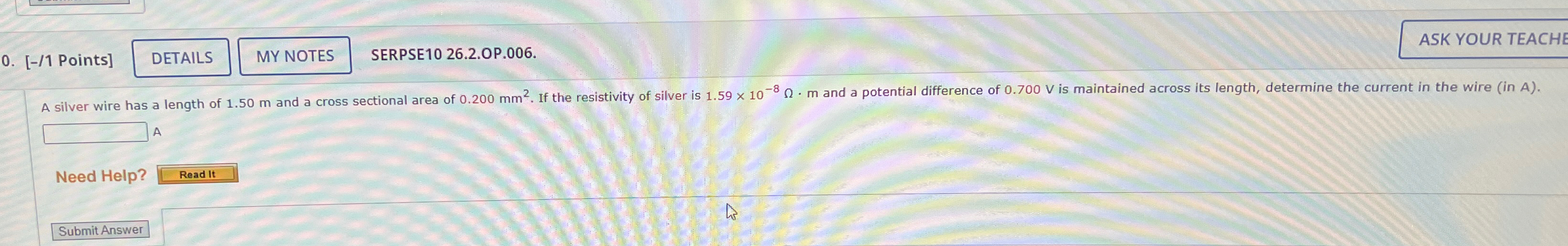 Solved Points] ﻿SERPSE10 26.2.OP.006. ]Need Help? | Chegg.com