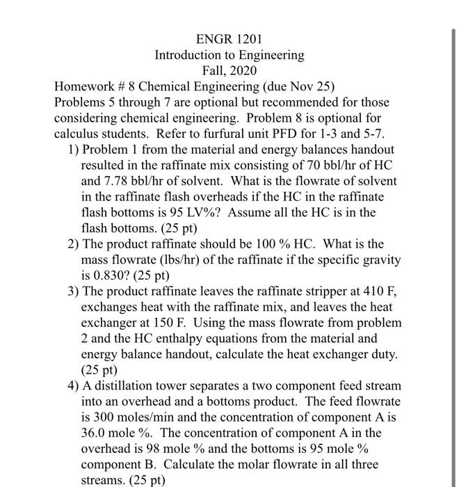 ENGR 1201 Introduction to Engineering Fall, 2020 | Chegg.com