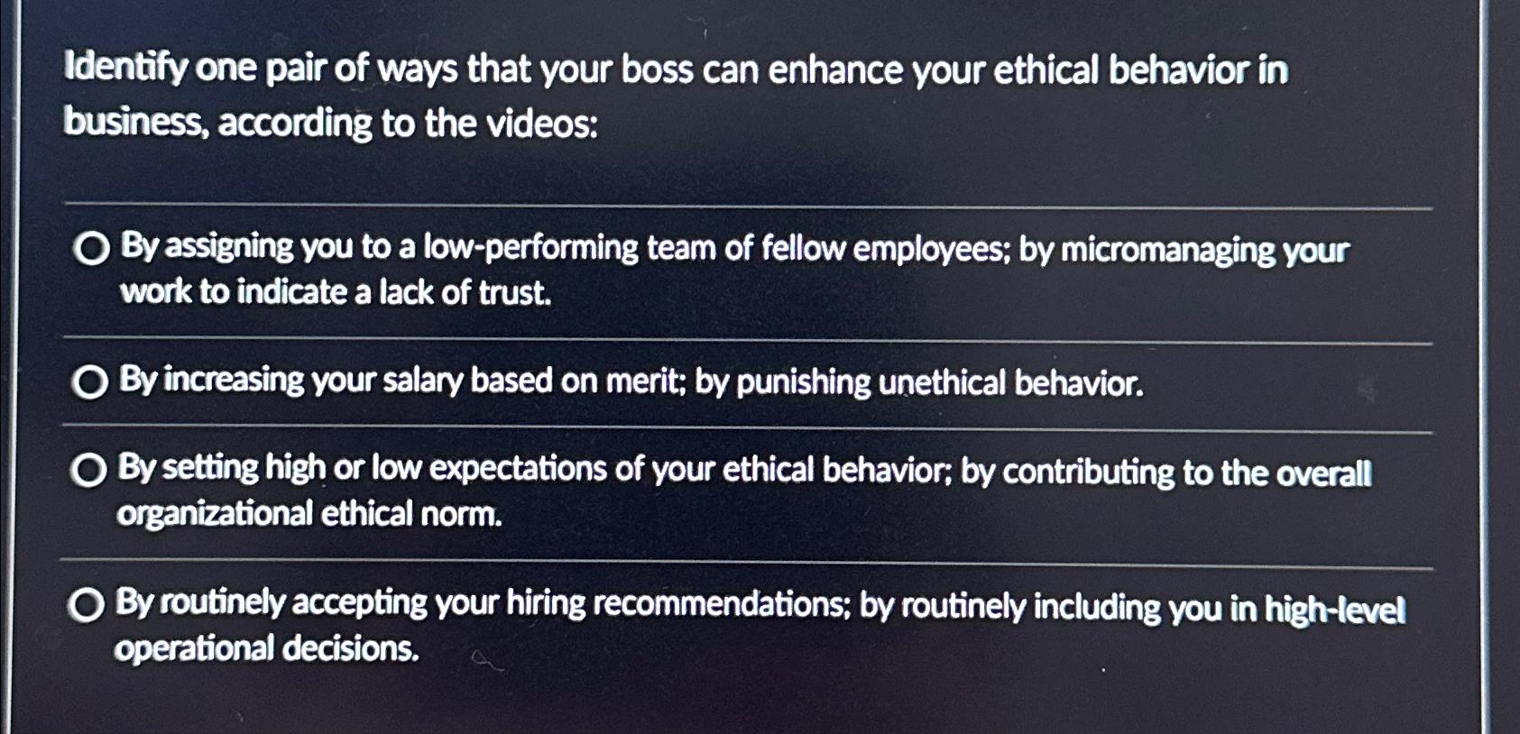 Solved Identify one pair of ways that your boss can enhance | Chegg.com