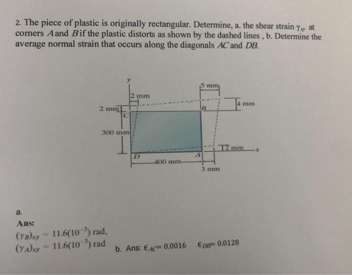 Solved 2. The piece of plastic is originally rectangular. | Chegg.com
