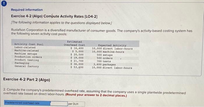 Solved Required information Exercise 4-2 (Algo) Compute | Chegg.com