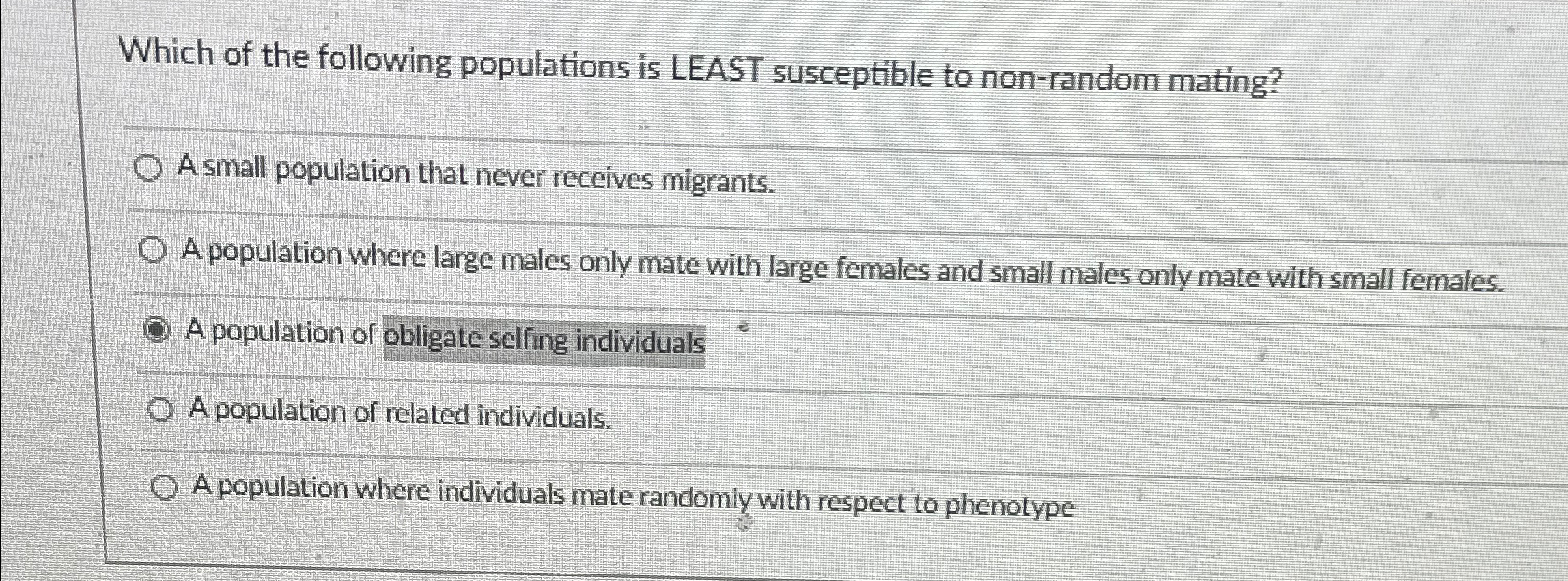 Solved Which of the following populations is LEAST | Chegg.com