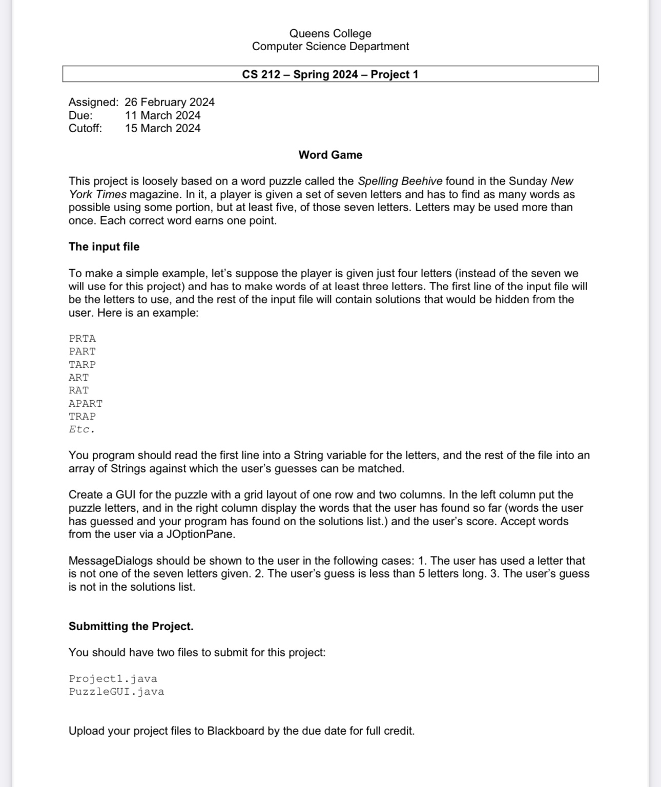 Solved Queens CollegeComputer Science DepartmentCS 212 - | Chegg.com