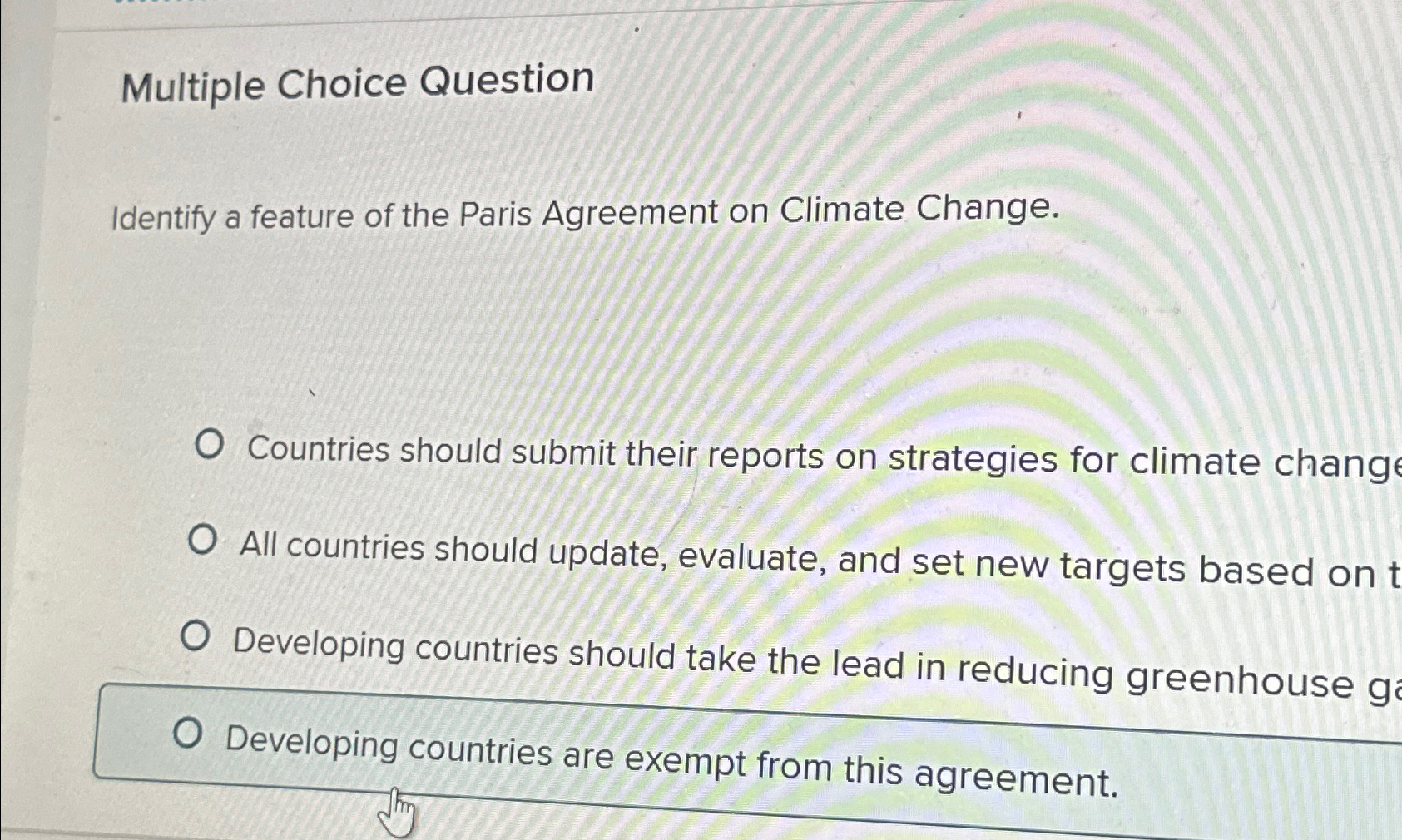 Solved Multiple Choice QuestionIdentify a feature of the | Chegg.com