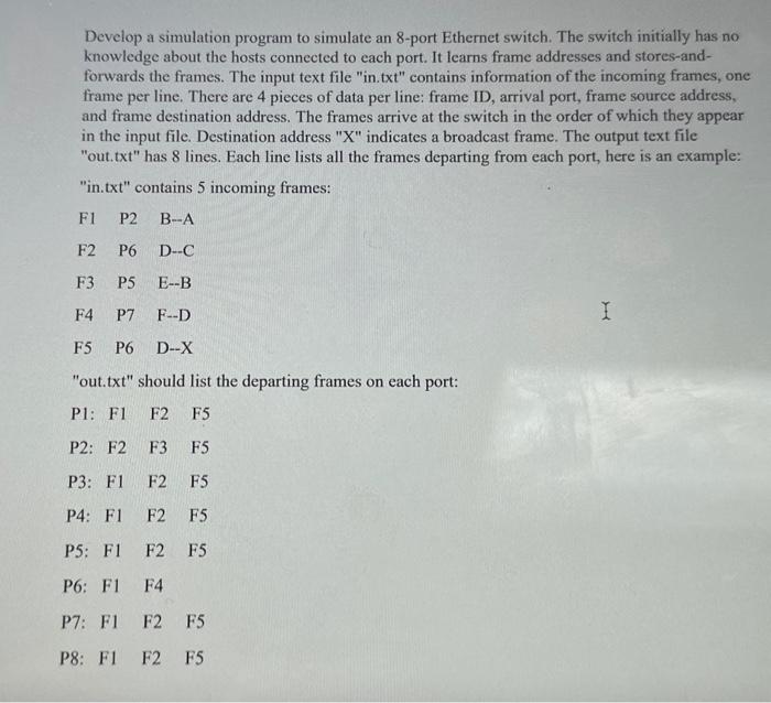 Solved Develop a simulation program to simulate an 8-port | Chegg.com