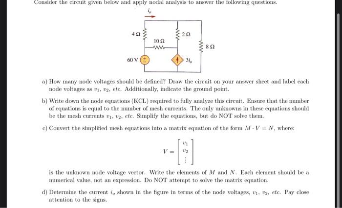 Solved a) How many node voltages should be defined? Draw the | Chegg.com