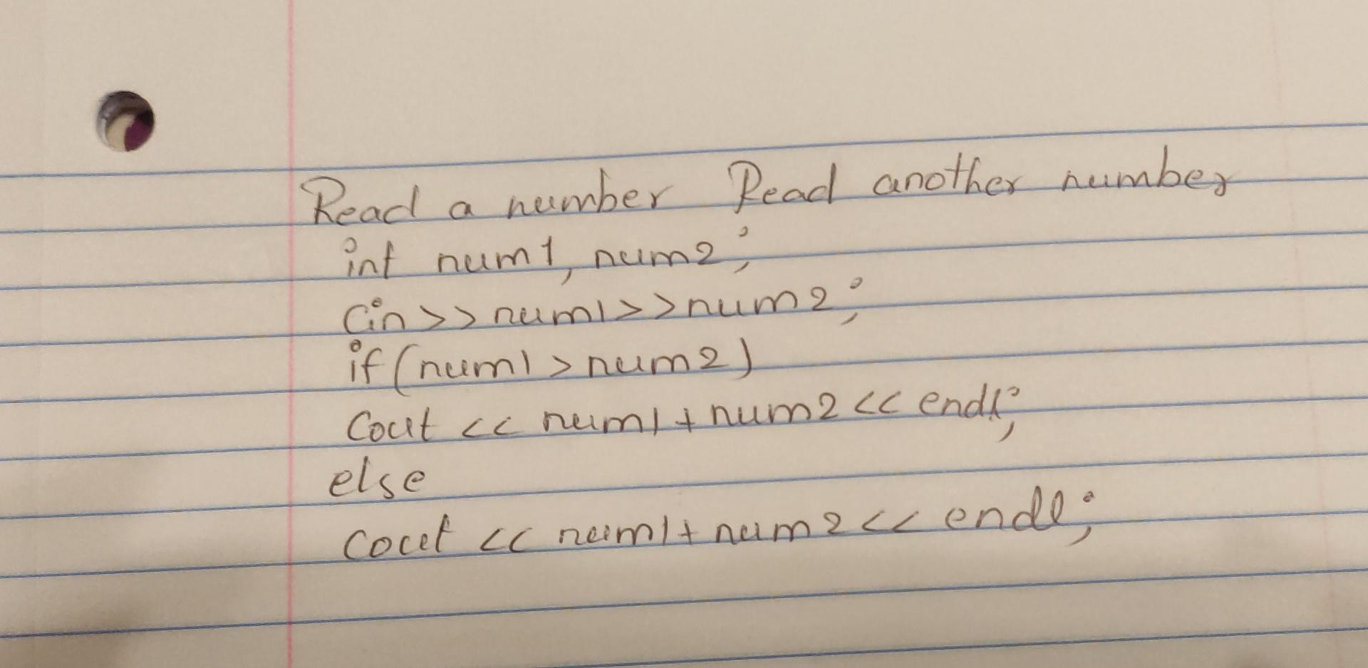 Solved Read a number Read another number inf numt, numa Cos) | Chegg.com