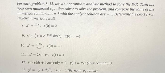Solved For Each Problem 8−13 Use An Appropriate Analytic