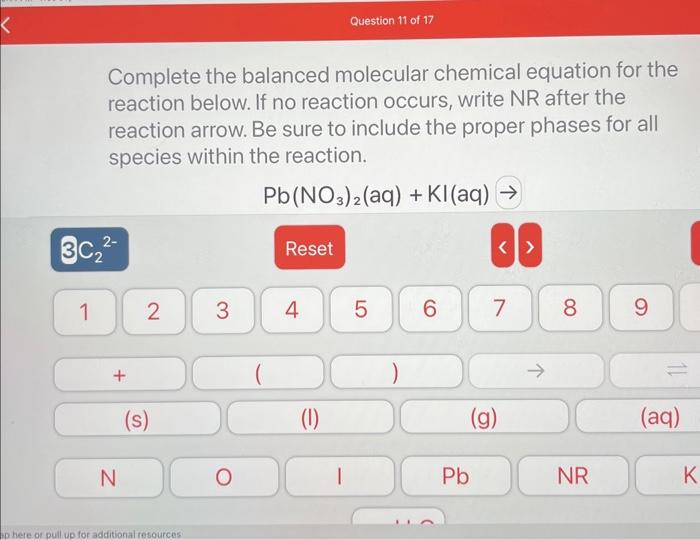 Solved Complete the balanced molecular chemical equation for | Chegg.com