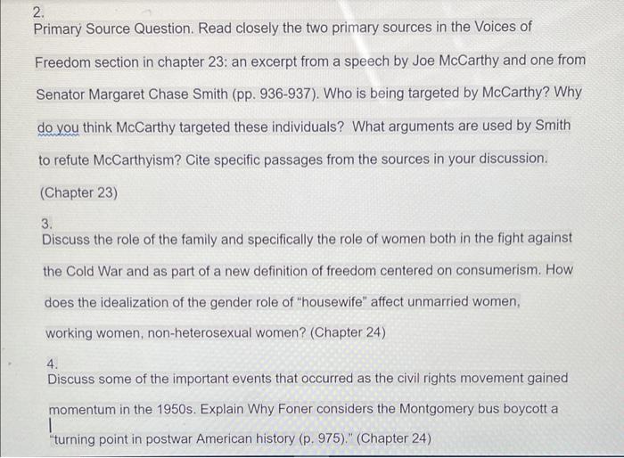 2. Primary Source Question. Read closely the two | Chegg.com