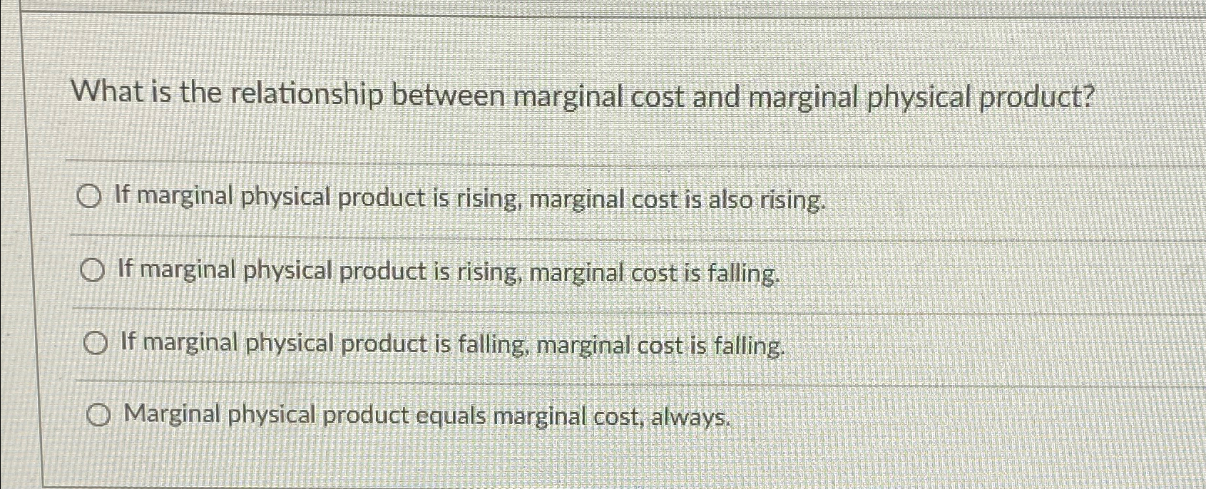 Solved What is the relationship between marginal cost and | Chegg.com Solved What is the relationship between marginal cost and | Chegg.com