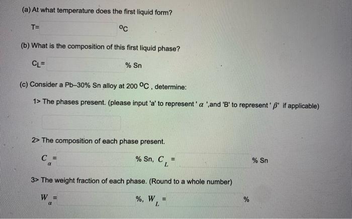 Solved APb−30% Sn allov is slowlv heated from a temperaturn | Chegg.com