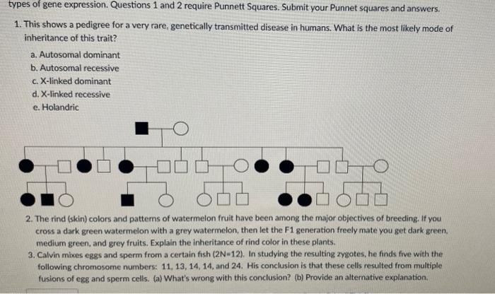 Solved a types of gene expression. Questions 1 and 2 require | Chegg.com