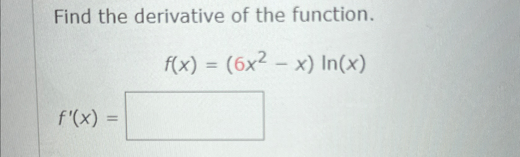 Solved Find the derivative of the | Chegg.com