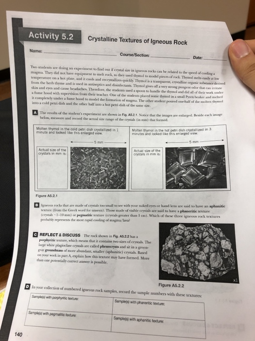 Solved Activity 5.2 Crystalline Textures of Igneous Rock | Chegg.com
