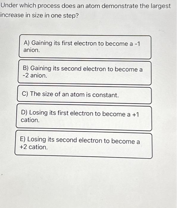 Solved Under which process does an atom demonstrate the | Chegg.com