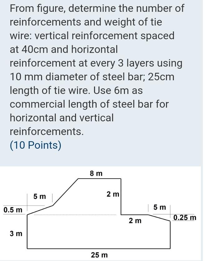 Solved From figure, determine the number of reinforcements | Chegg.com