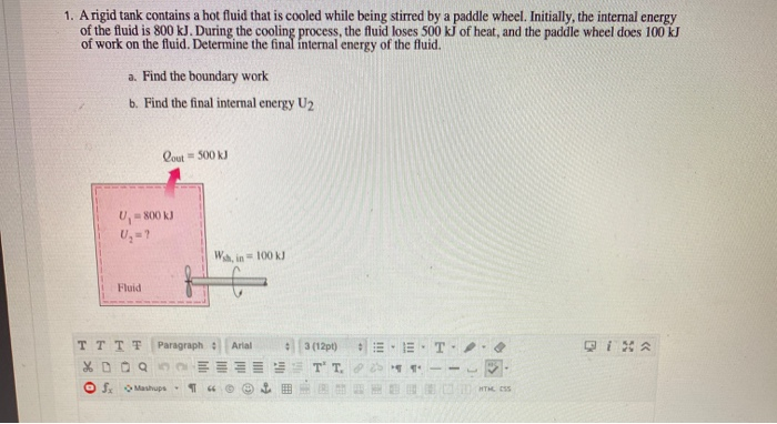 Solved 1. A rigid tank contains a hot fluid that is cooled | Chegg.com