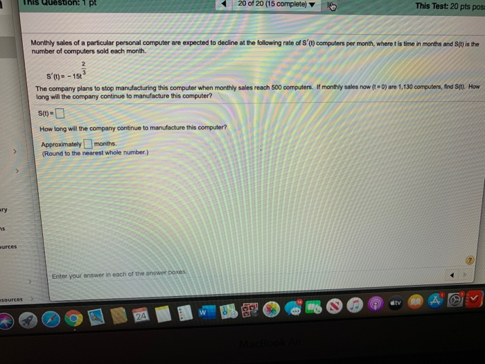 Solved Quesuon: 1 pt 20 of 20 (15 complete) This Test: 20 | Chegg.com Solved Quesuon: 1 pt 20 of 20 (15 complete) This Test: 20 | Chegg.com