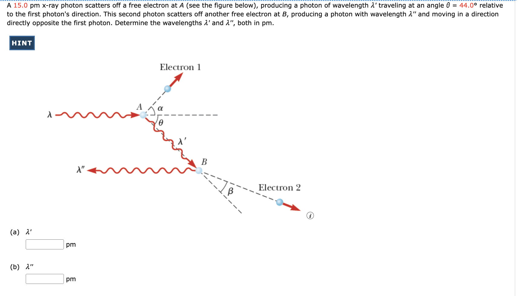 Solved A 15.0pmx-ray photon scatters off a free electron at | Chegg.com