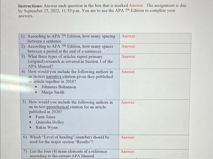 Instructions: Answer each question in the box that is | Chegg.com