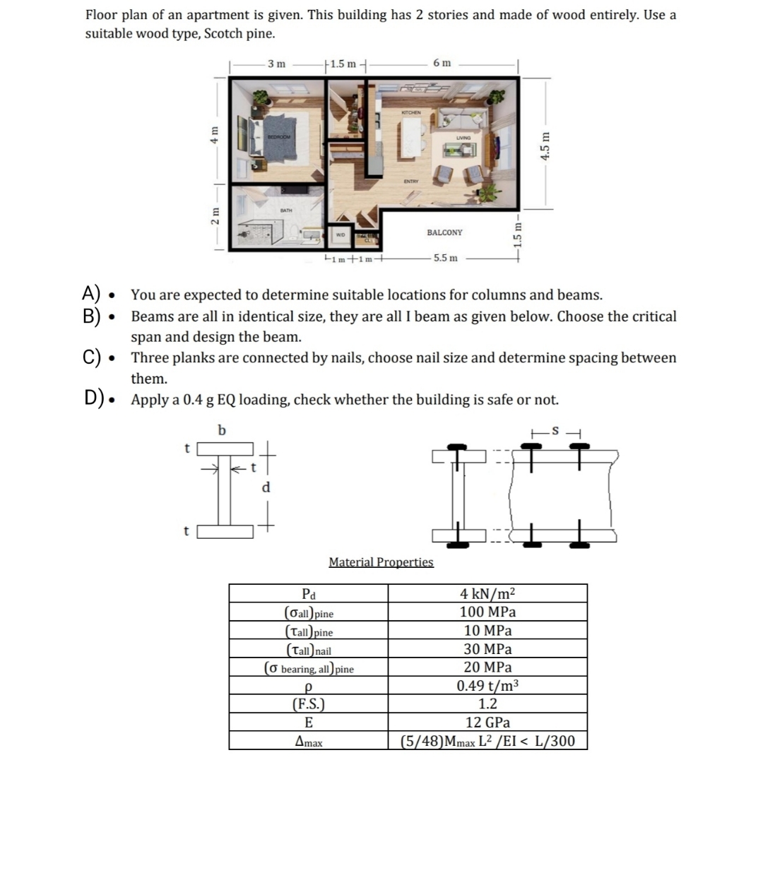 Solved Floor plan of an apartment is given. This building | Chegg.com