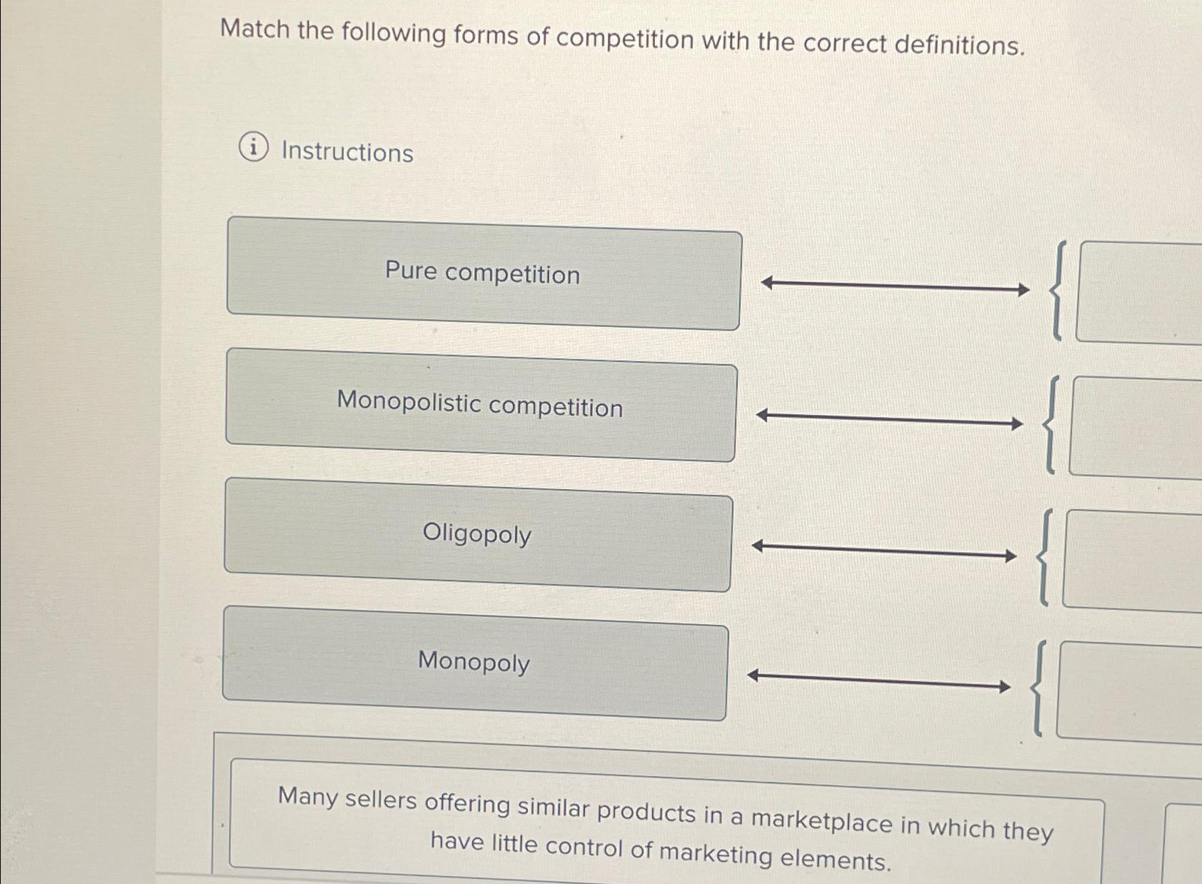 Match the following forms of competition with the | Chegg.com
