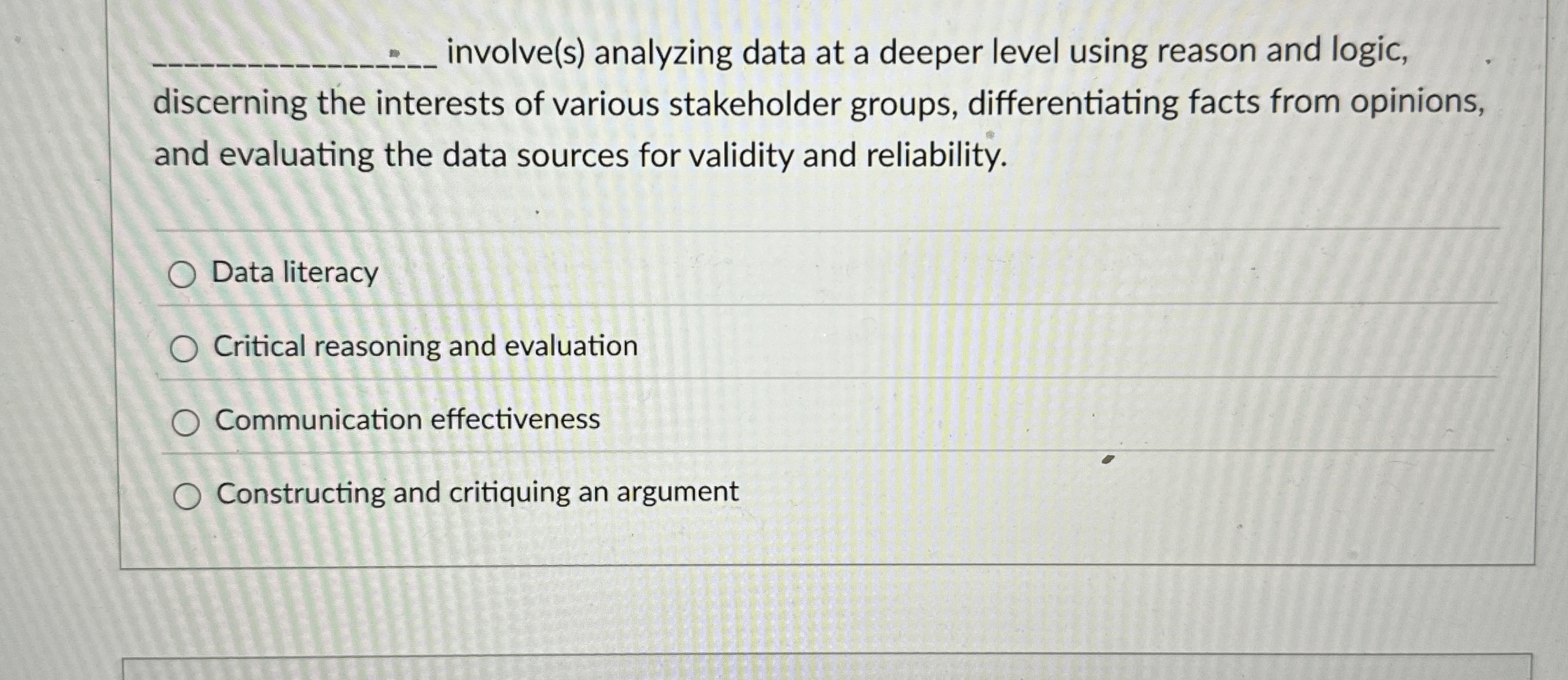 Solved code class="asciimath">q, ﻿involve(s) ﻿analyzing data | Chegg.com