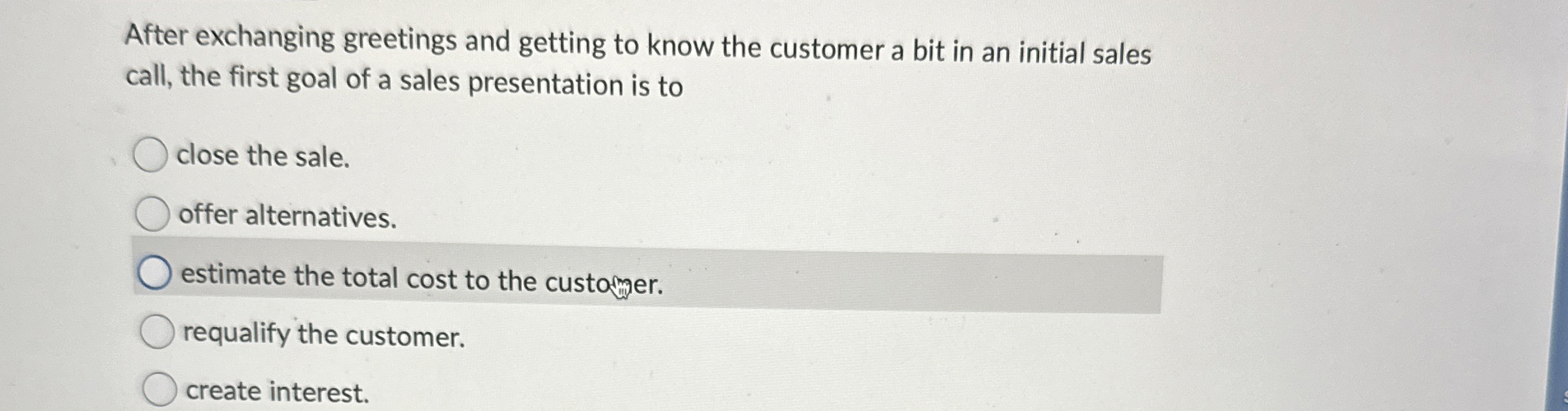 Solved After exchanging greetings and getting to know the | Chegg.com