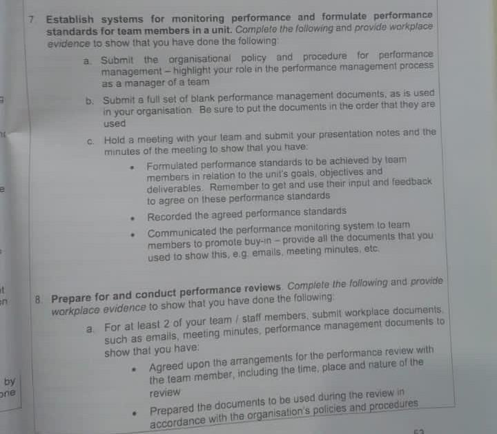 Solved Establish systems for monitoring performance and | Chegg.com