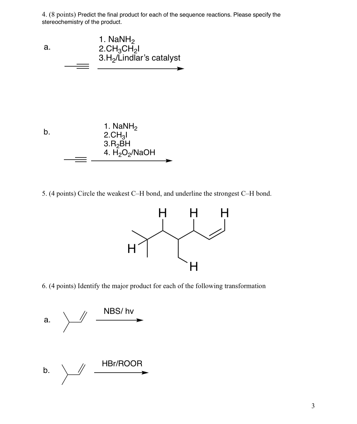 Solved (8 ﻿points) ﻿Predict the final product for each of | Chegg.com