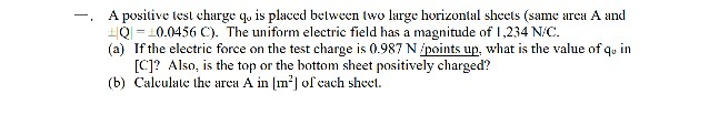 Solved - A positive test charge qu is placed between two | Chegg.com
