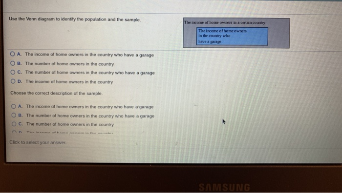 Solved Use the Venn diagram to identity the population and | Chegg.com