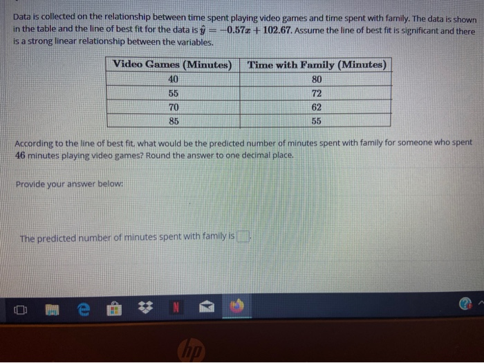 Solved Data is collected on the relationship between time | Chegg.com