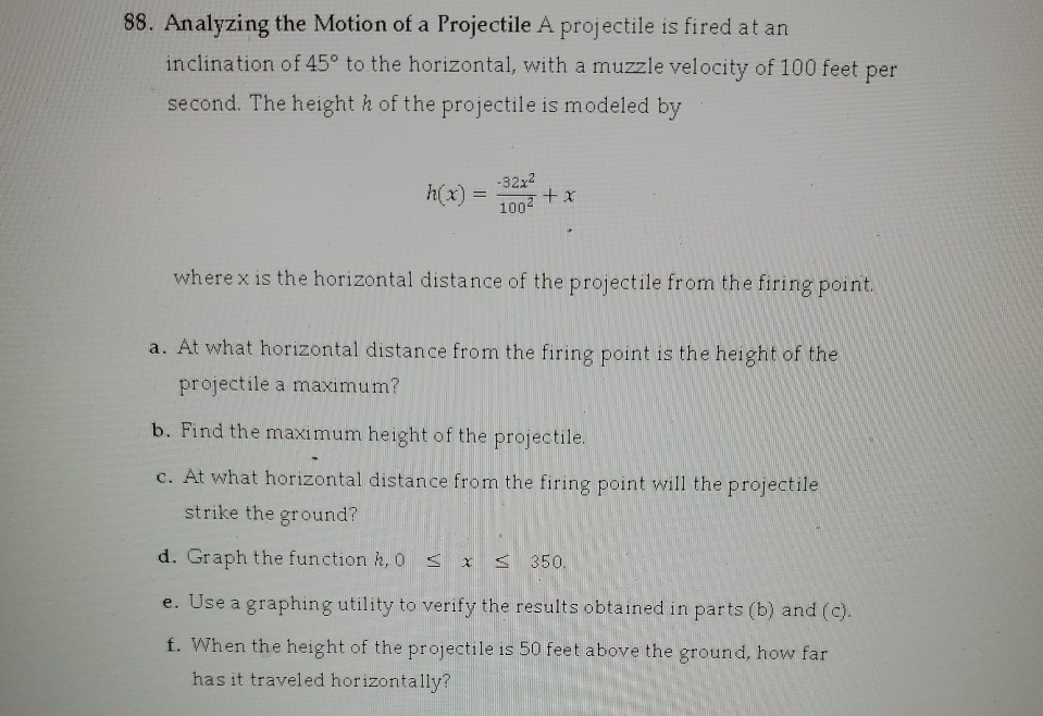 Solved Analyzing the Motion of a Projectile A projectile is | Chegg.com