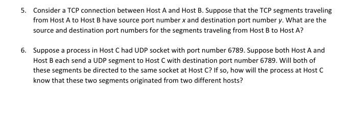 Solved 5. Consider a TCP connection between Host A and Host | Chegg.com