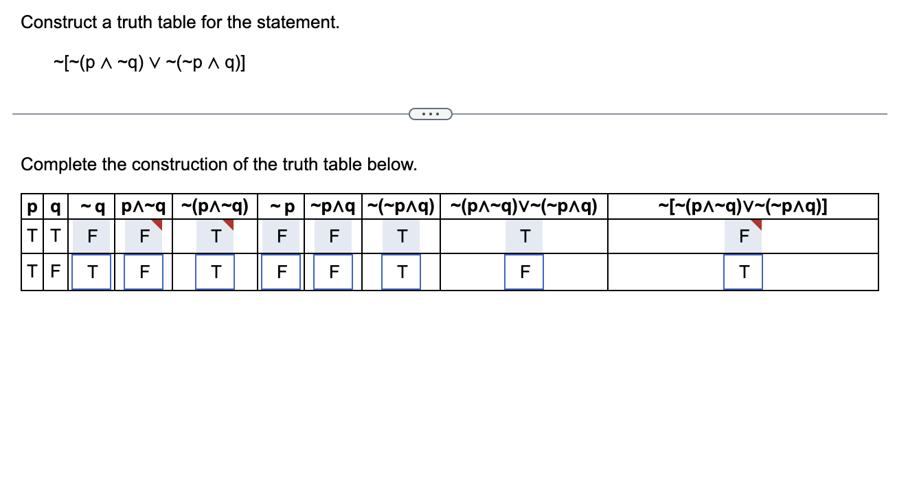 Solved Construct a truth table for the statement. Construct | Chegg.com