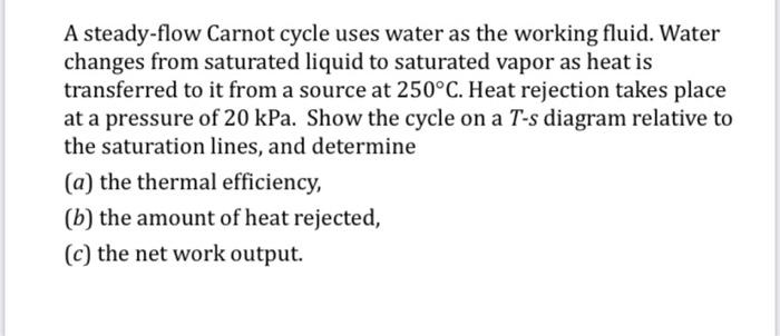Solved A steady-flow Carnot cycle uses water as the working | Chegg.com