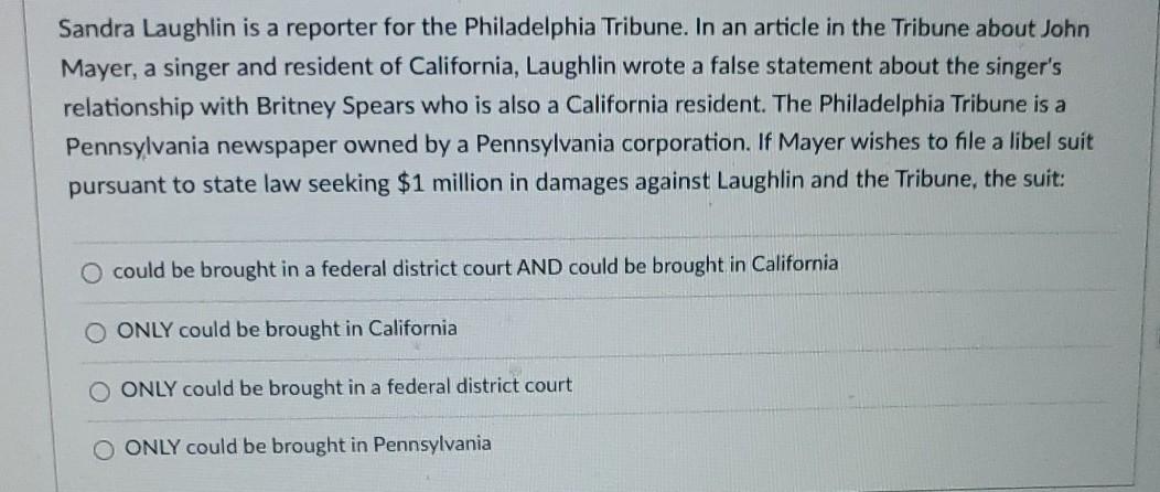 Solved Sandra Laughlin is a reporter for the Philadelphia | Chegg.com