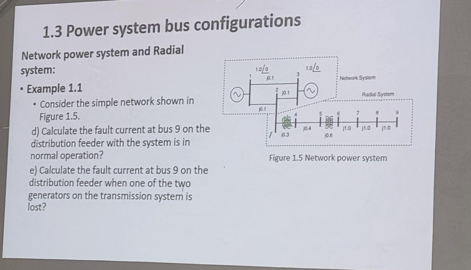 Solved 1.3 Power system bus configurations Network power | Chegg.com