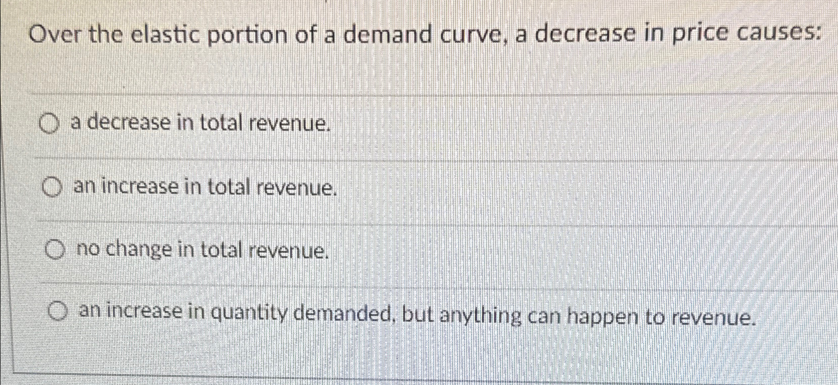 Solved Over the elastic portion of a demand curve, a | Chegg.com