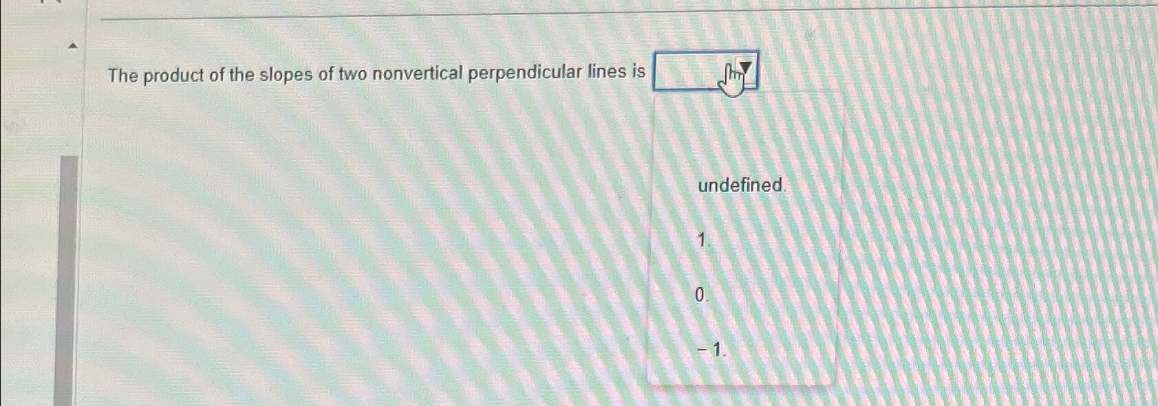 Solved The product of the slopes of two nonvertical | Chegg.com