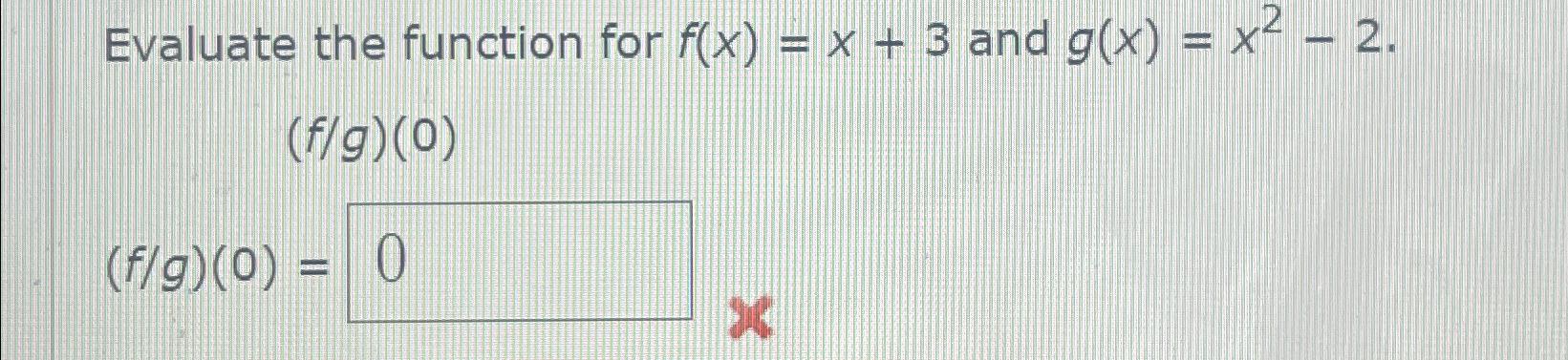 Solved Evaluate the function for f(x)=x+3 ﻿and | Chegg.com